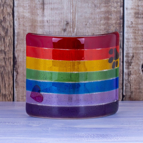 Rainbow Bridge Ashes Fused Glass Arc Panel. Over the Rainbow - Etsy