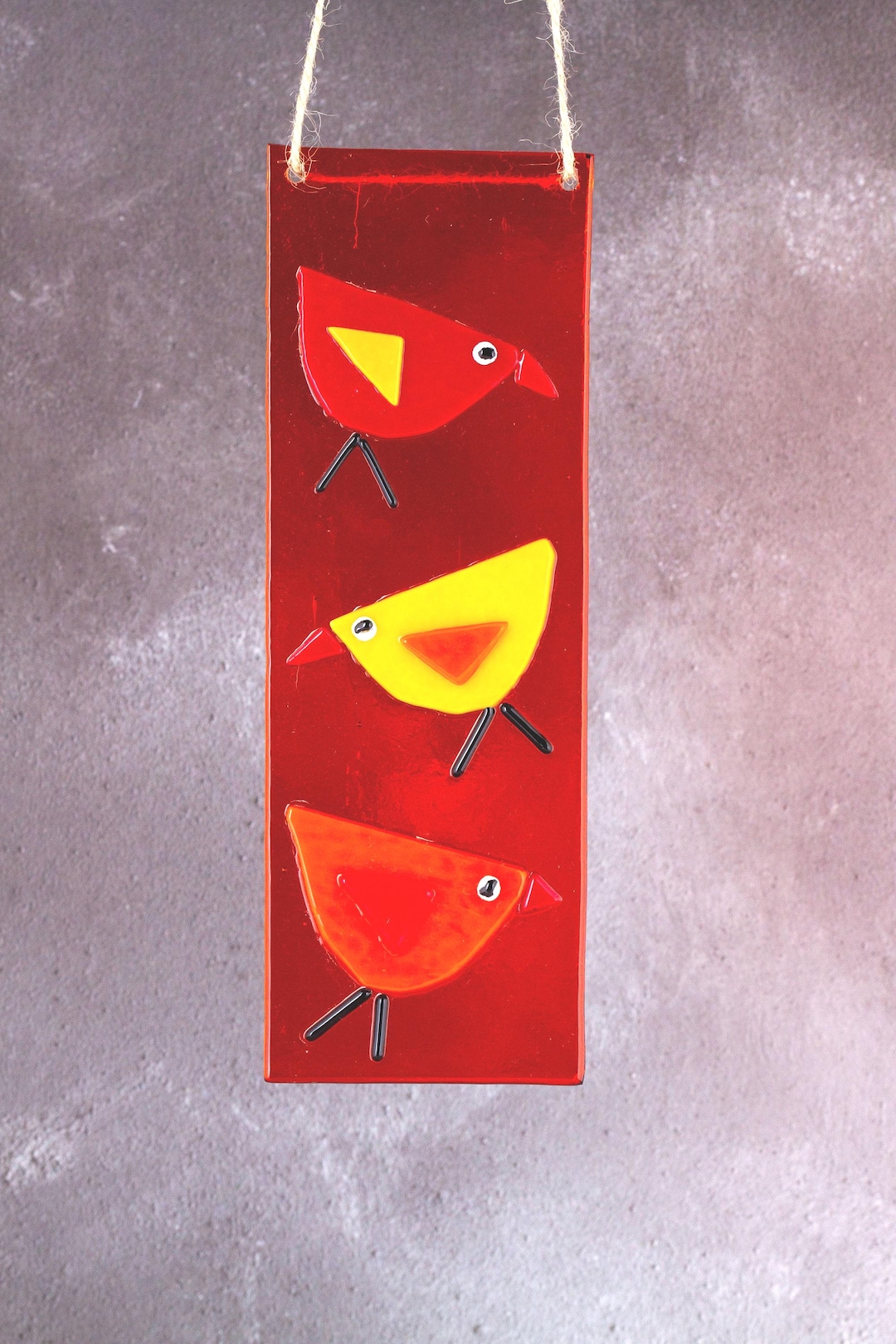 Red Bird Fused Glass Sun Catcher, Bird Lover Gift. Colourful Bird ...