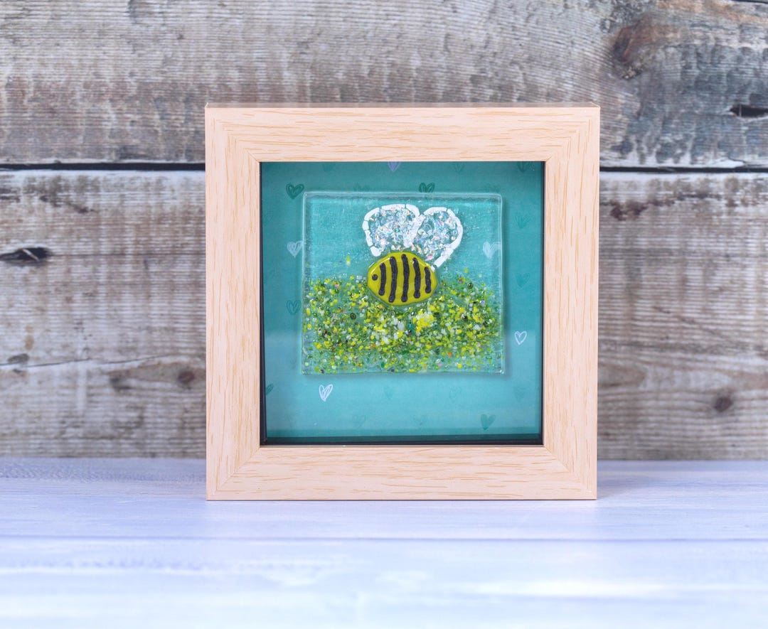 Bee Fused Glass Mini Picture, Cute Bee Lover Gift, Bee Lover Wall ...