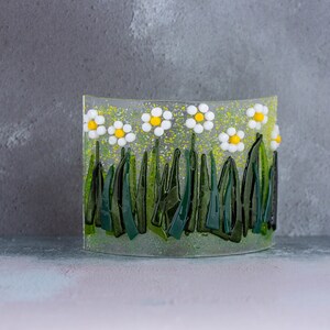Daisy Flower Fused Glass Curved Panel. Daisies. Floral Art - Etsy