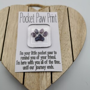 Pocket Paw Print Fused Glass Token Hug, Dog Cat Paw Print Keepsake Gift ...