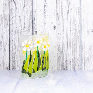 Daisy Flower Fused Glass Curved Panel. White Daisies. Floral Art. Daisy ...
