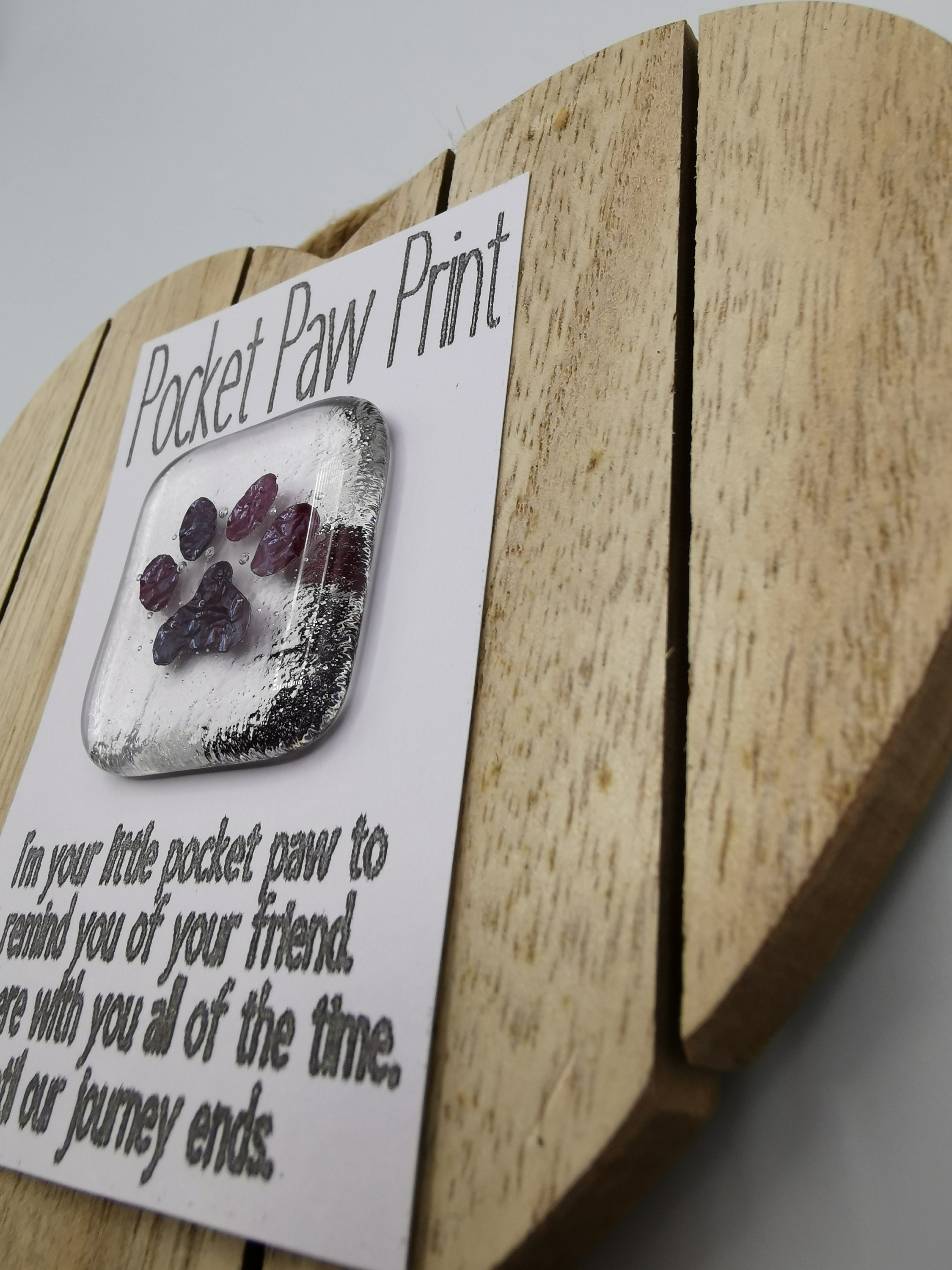 Pocket Paw Print Fused Glass Token Hug, Dog Cat Paw Print Keepsake Gift ...