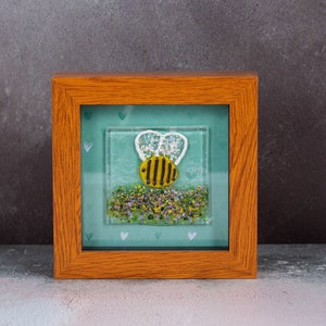 Mini Bumble Bee Fused Glass Framed Picture. Wall Decor.cute Bee Art - Etsy UK
