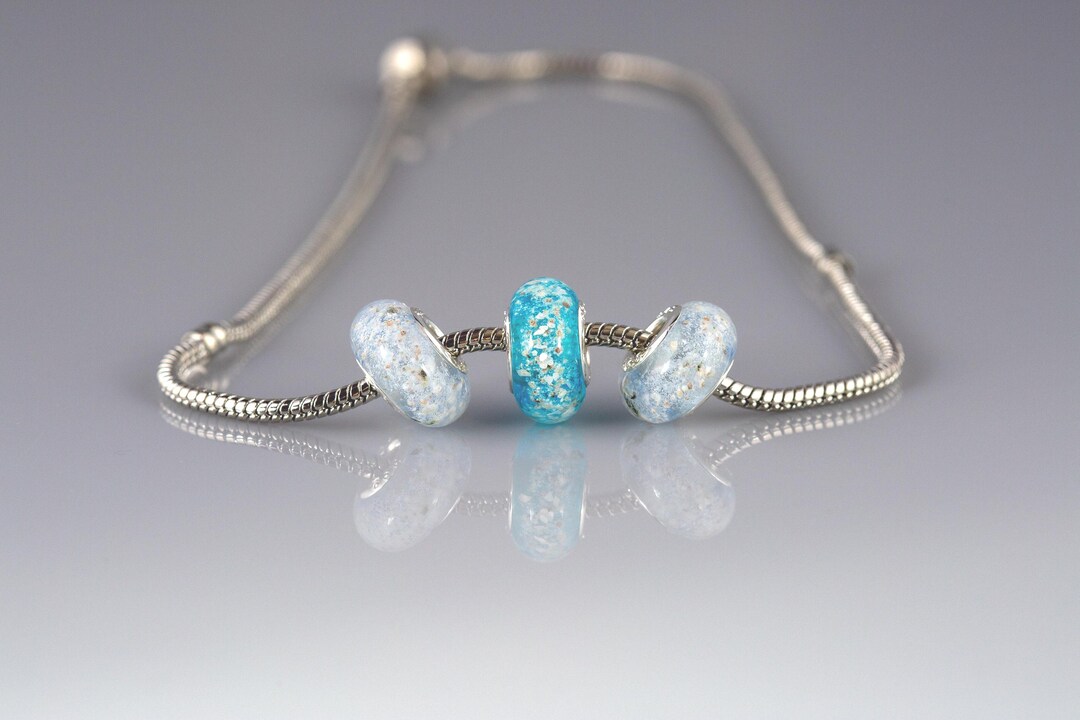 Ashes Cremation Necklace With Three Glass Beads, Ash Cremains Glass ...