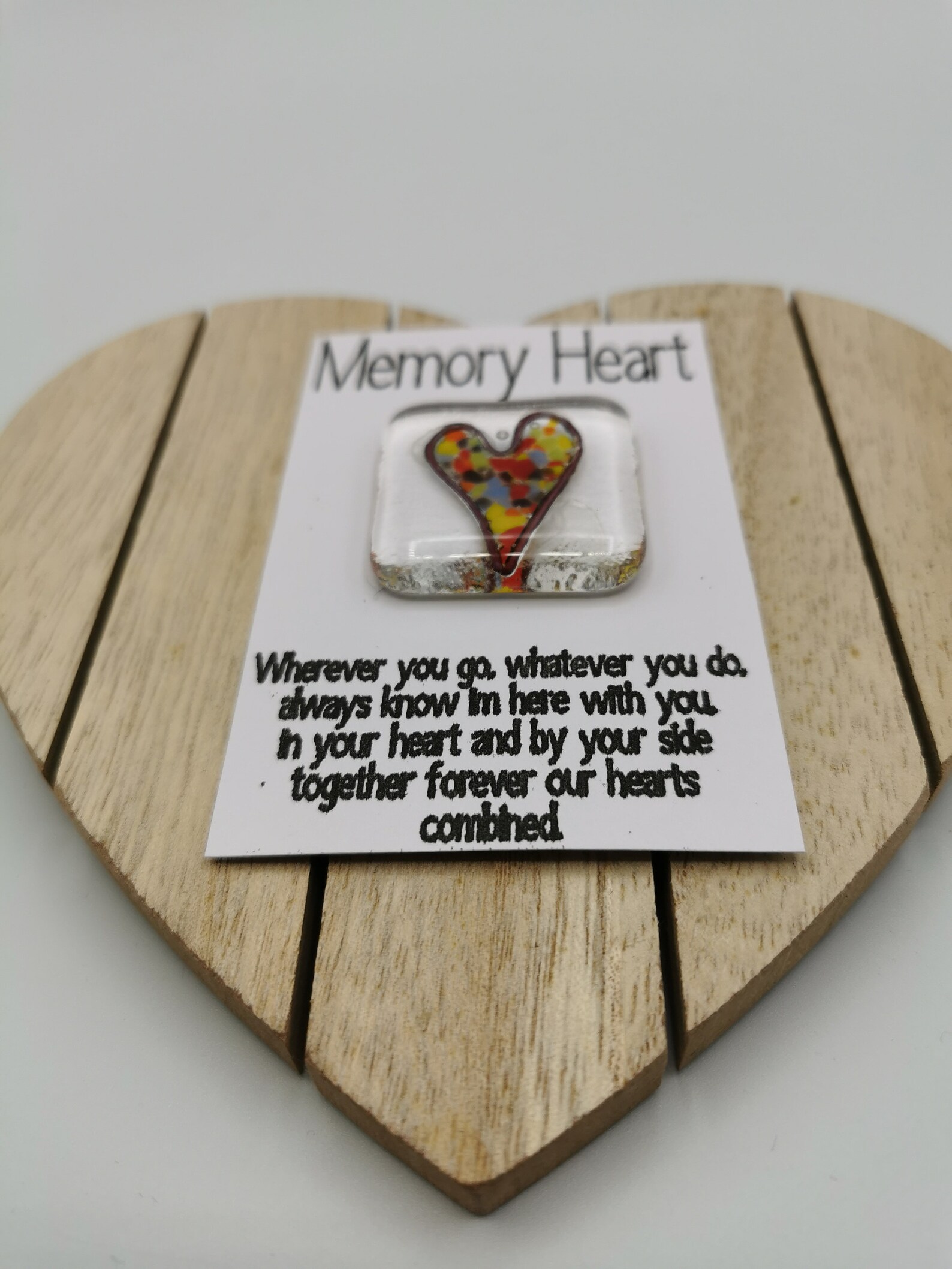 Pocket Memory Rainbow Heart Fused Glass Token Hug. Pocket Charm ...