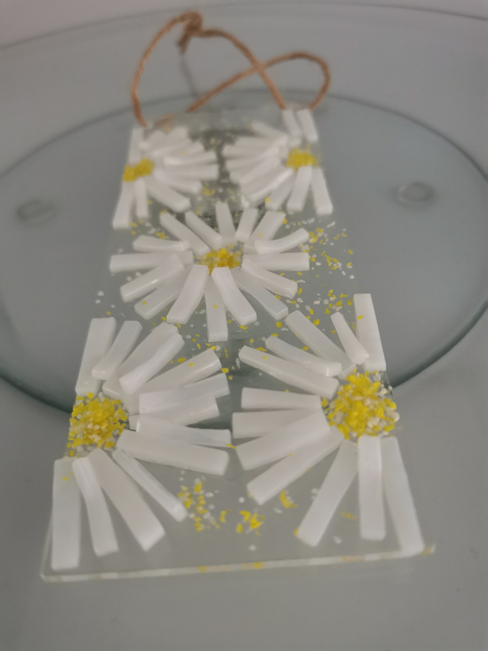 Fused Glass Daisy Flower Sun Catcher: White Floral Art, Handmade - Etsy