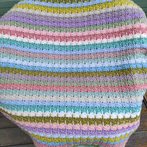 Crochet Blanket Large Throw. Pastel Spring Colour Stripe Hand Crafted ...