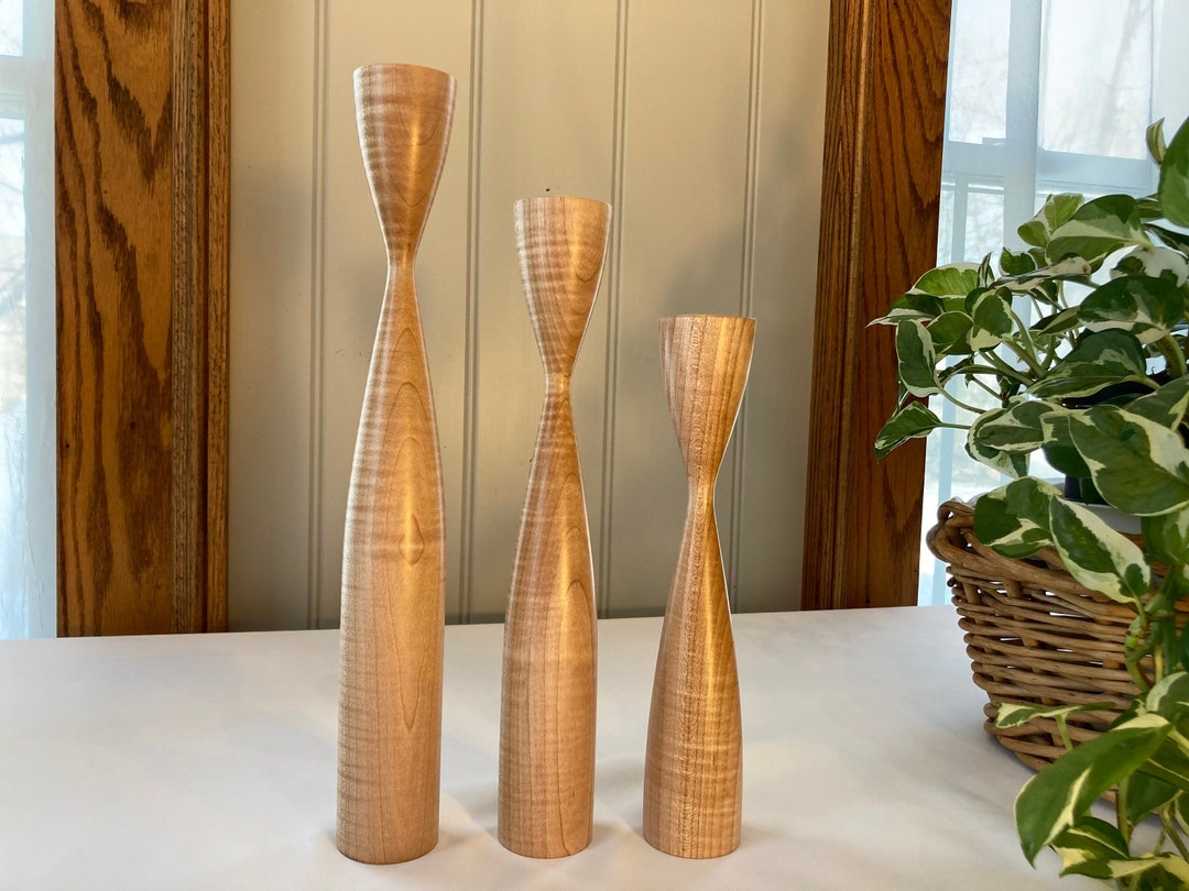 Set of 3 (10",12",14") Handmade Mid-century Modern, Tiger Maple ...