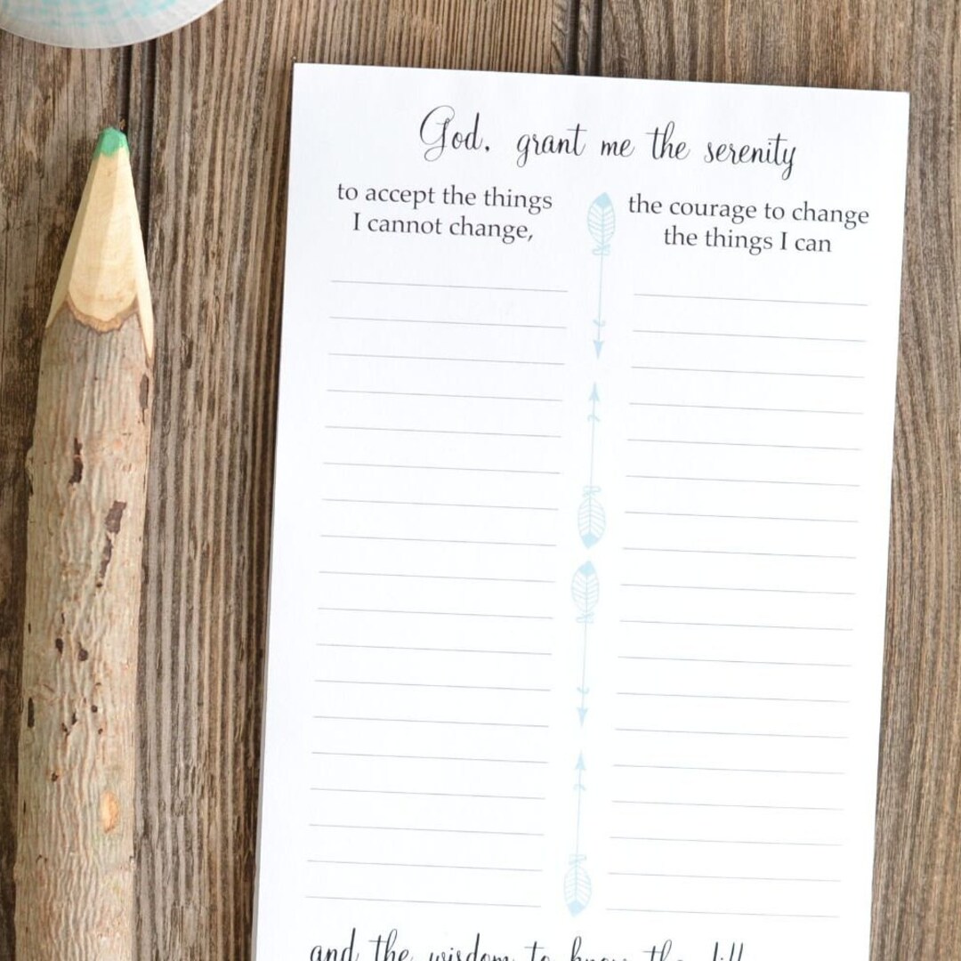 Serenity Prayer Notepad. Prayer Journal. AA Recovery Gifts. Addiction ...