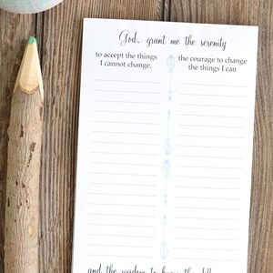Serenity Prayer Notepad. Prayer Journal. AA Recovery Gifts. Addiction ...