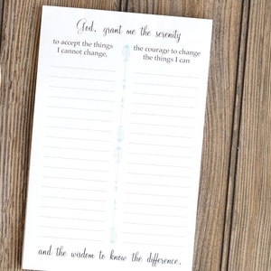 Serenity Prayer Notepad. Prayer Journal. AA Recovery Gifts. Addiction ...