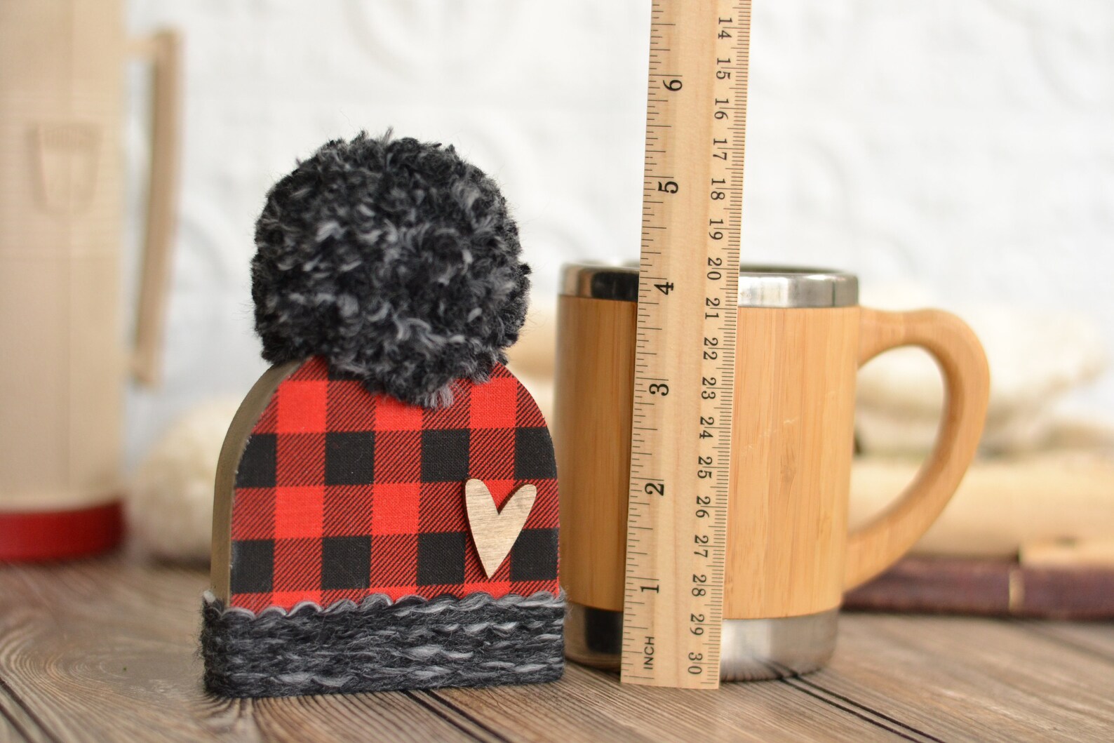 Red Plaid Winter Decor. Cozy Winter Decor. Winter Hat. Winter - Etsy