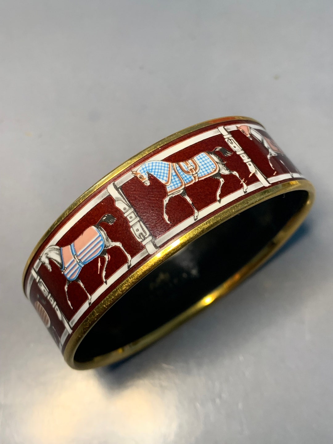 AUTHENTIC HERMES DESIGNER 1980's Vintage Bangle Country Equestrian ...