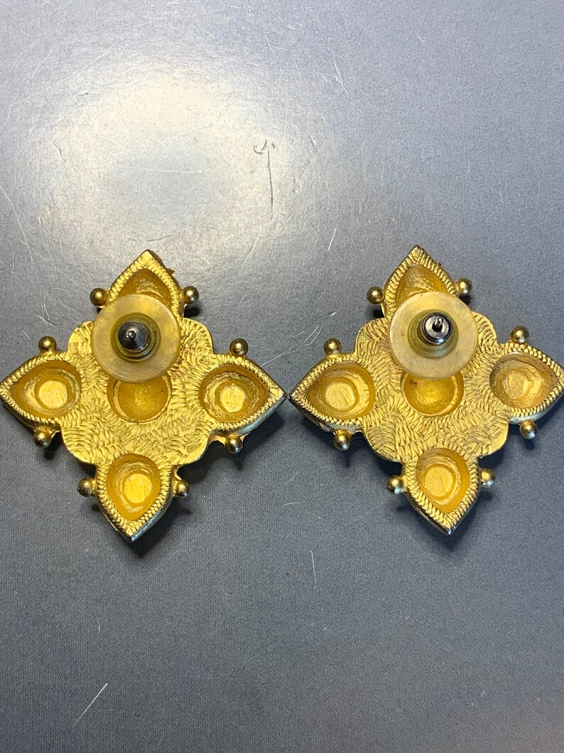 FRENCH 1980s DEMI PARURE Matte Gold Ruby Red Enamel Purple - Etsy