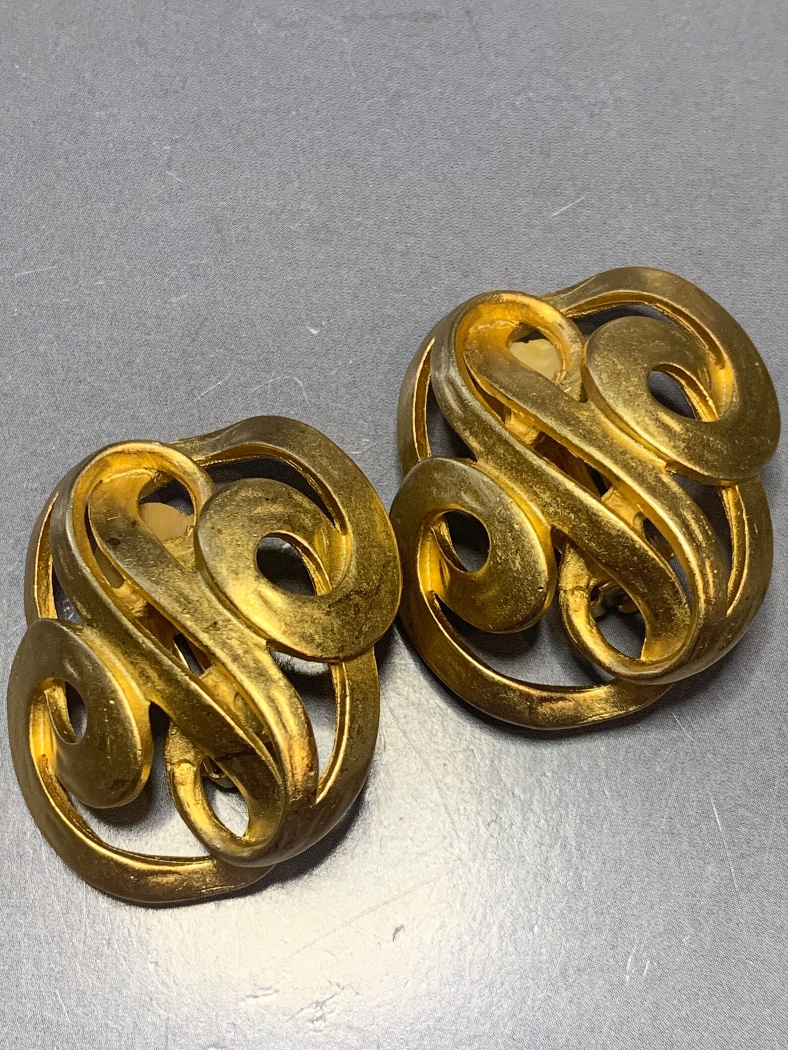 FABULOUS ERWIN PEARL Vintage Gold Metal Designer Swirl Modernist ...