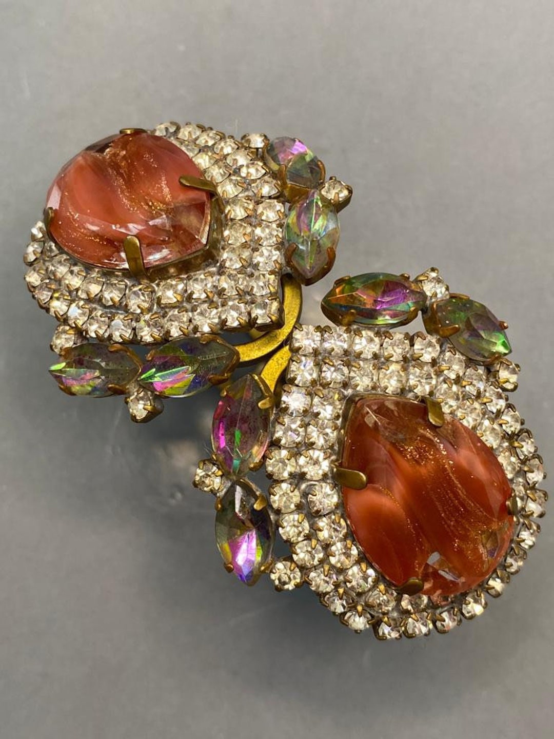 BEAUTIFUL HUSARD VINTAGE Victorian Style Aurora Borealis Crystals ...