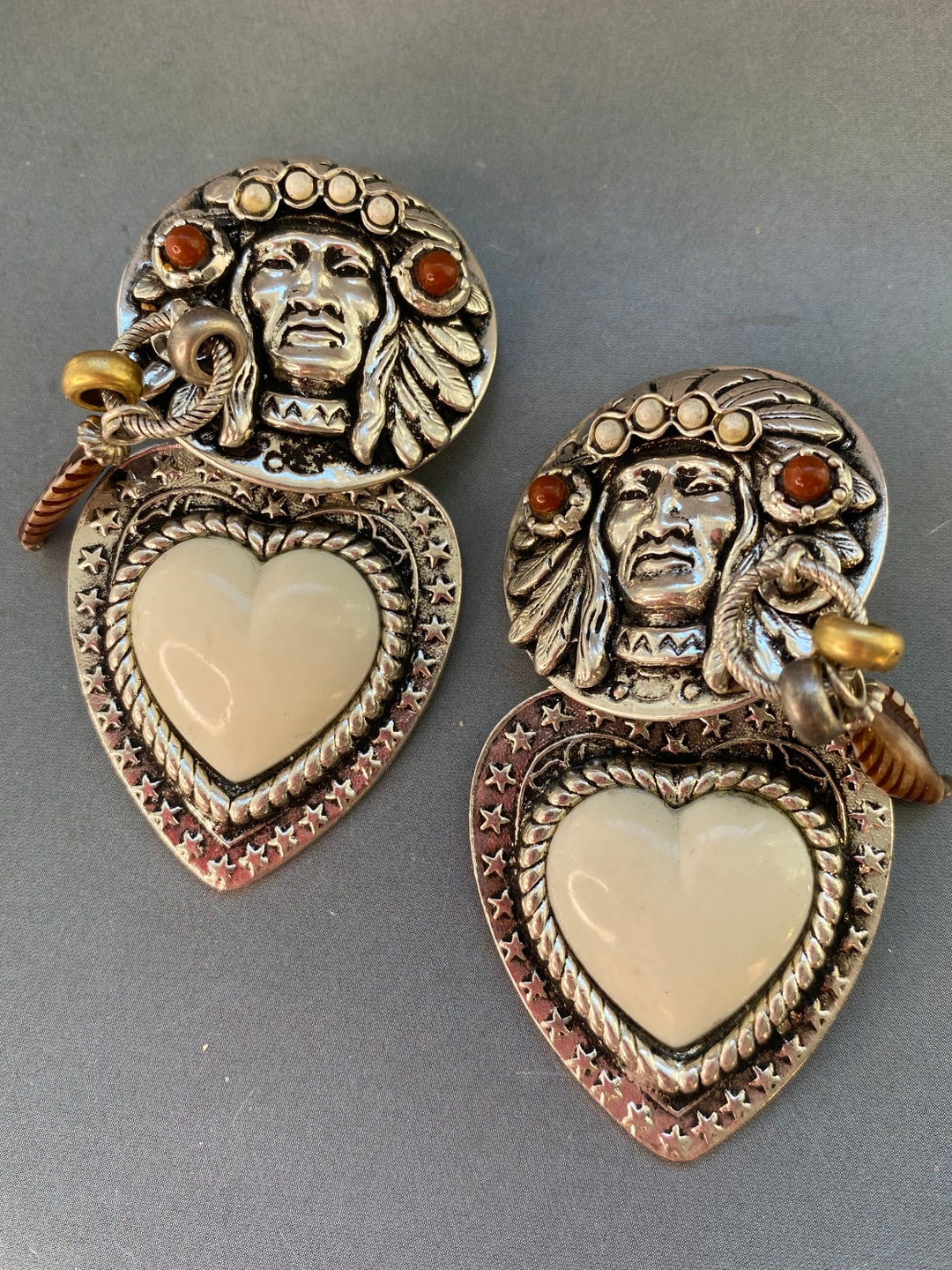 FABULOUS ZOE COSTE French Designer Silver & White Clip on Earrings ...