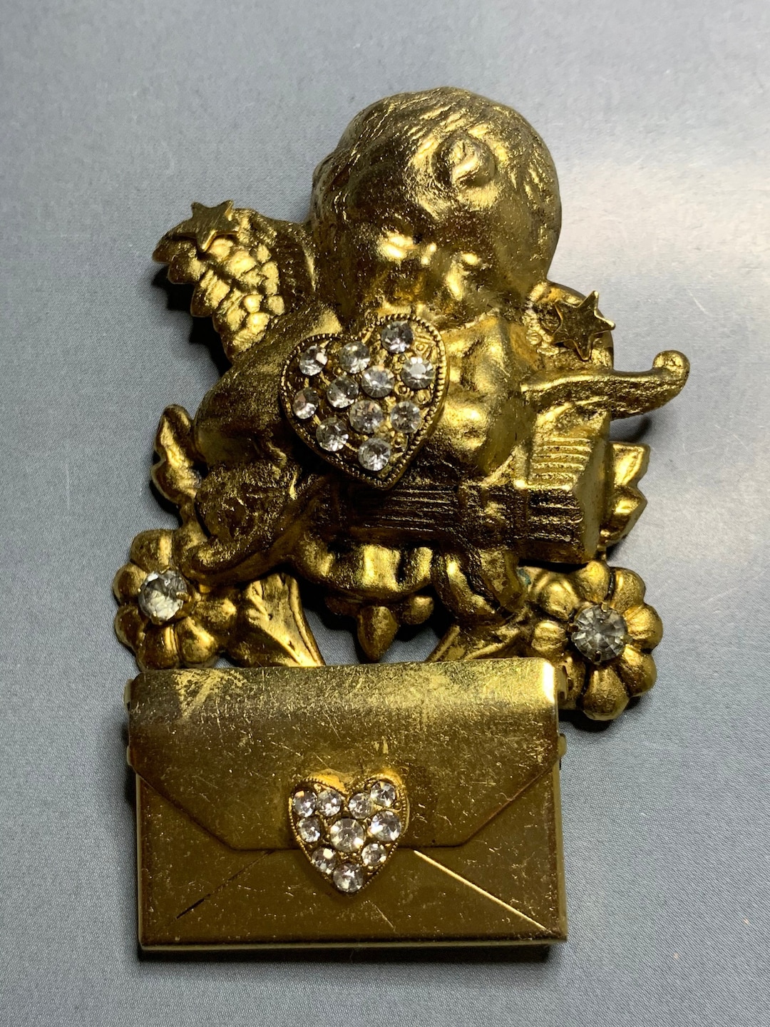 Fabulous ASKEW LONDON Large Gold Gilt Crystal Vintage VALENTINE'S Angel ...