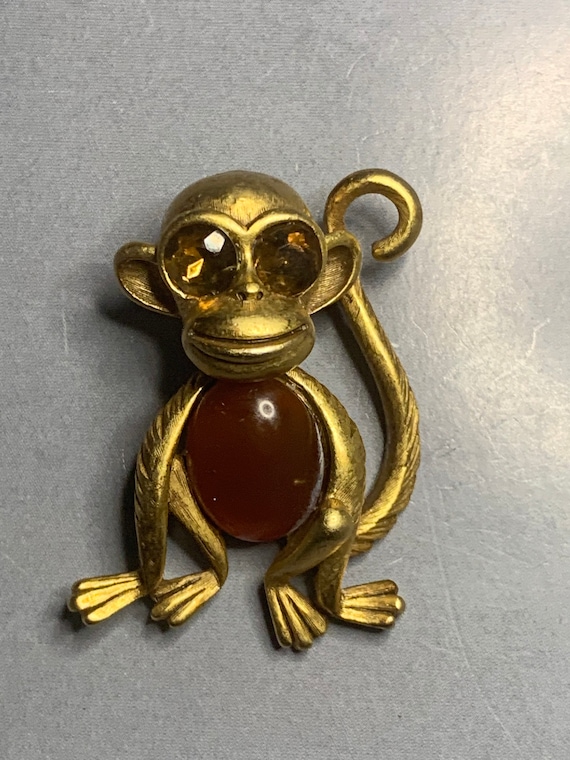 Vintage Monkey Brooch