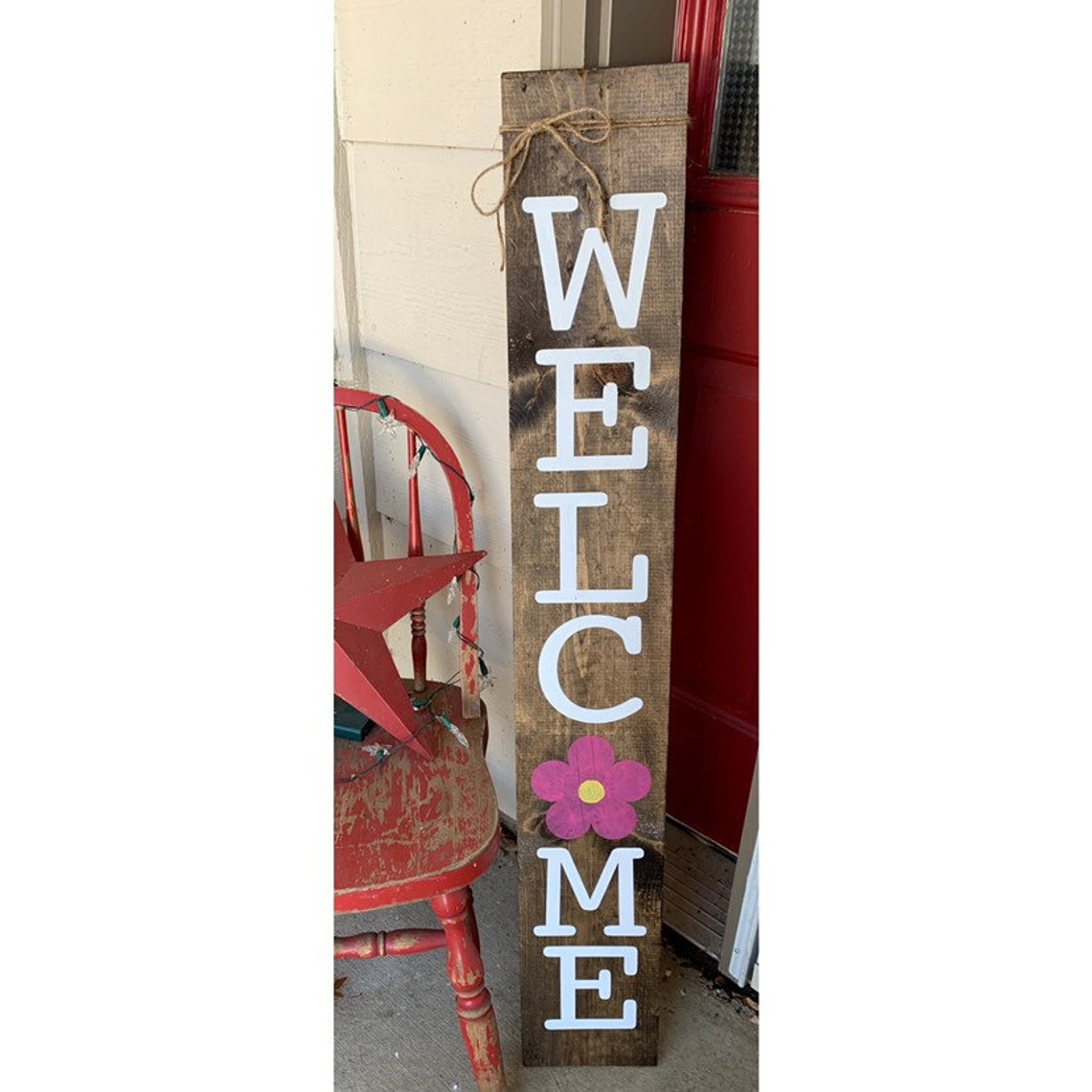 Welcome Flower Porch Sign Welcome Sign - Etsy