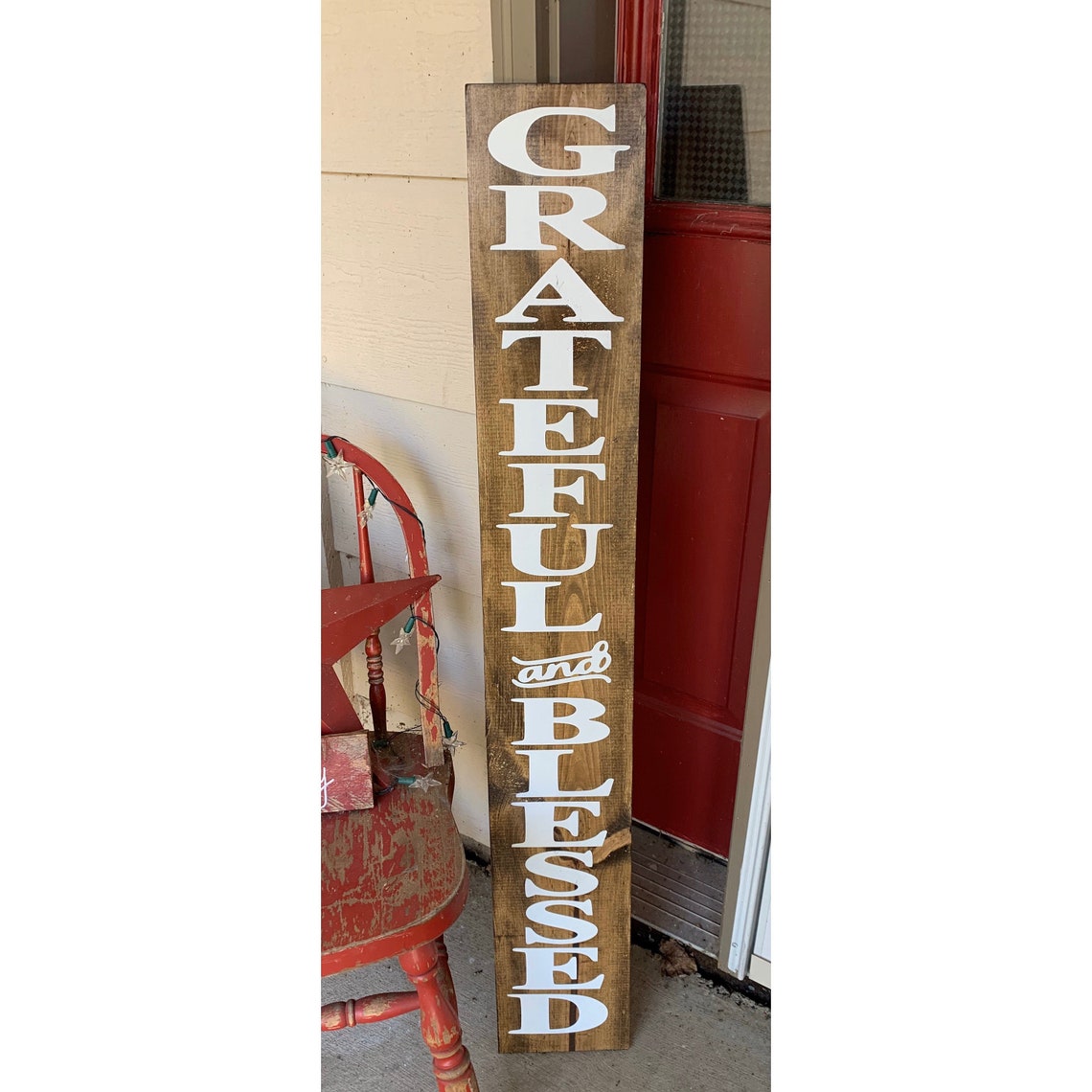Grateful & Blessed Porch Wood Welcome Sign - Etsy