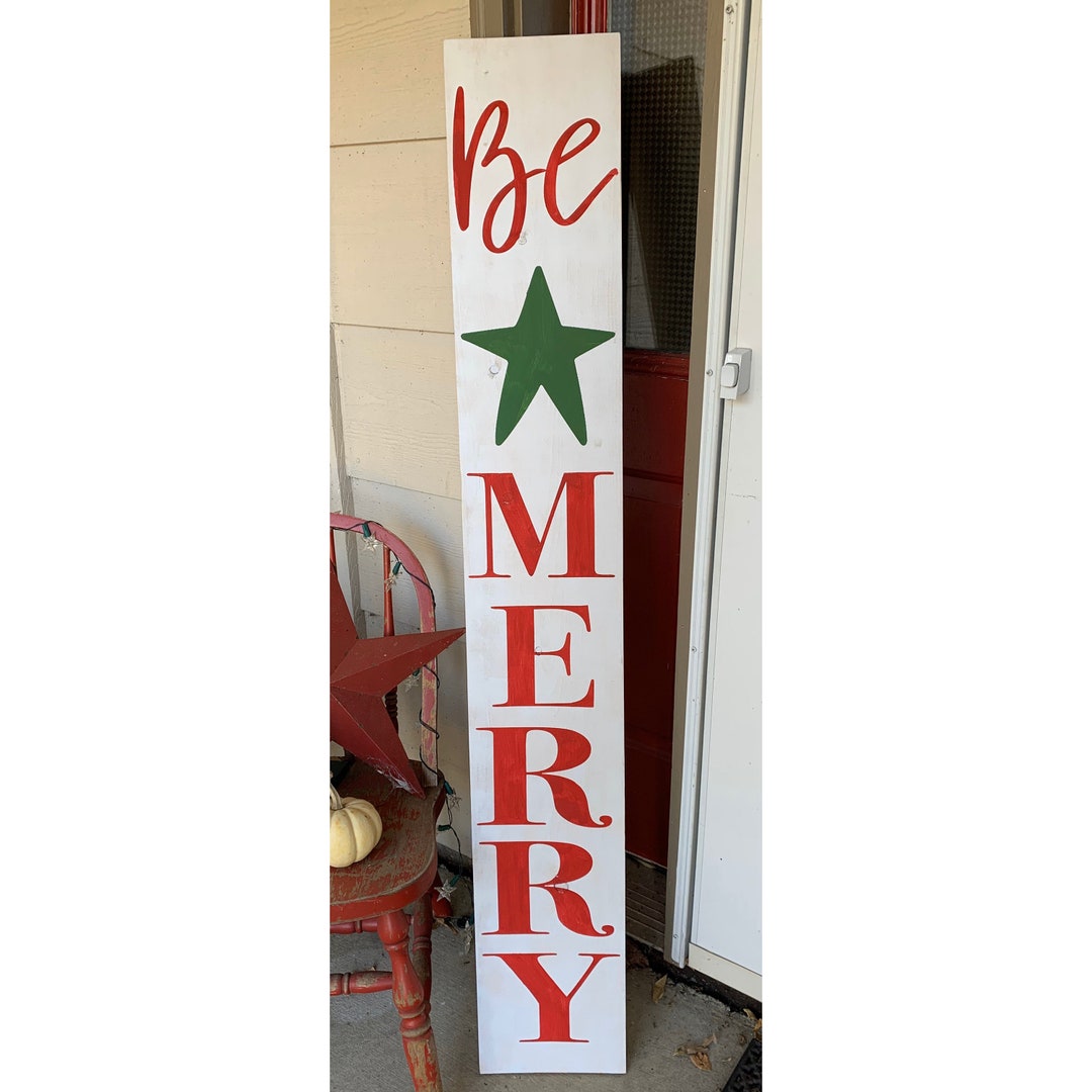 Be Merry Front Porch Sign | Christmas Welcome Sign - Etsy