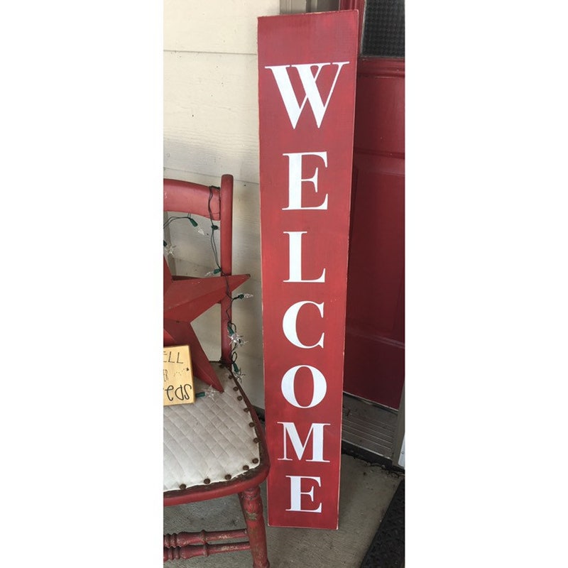 Red Welcome Sign for Front Porch - Etsy