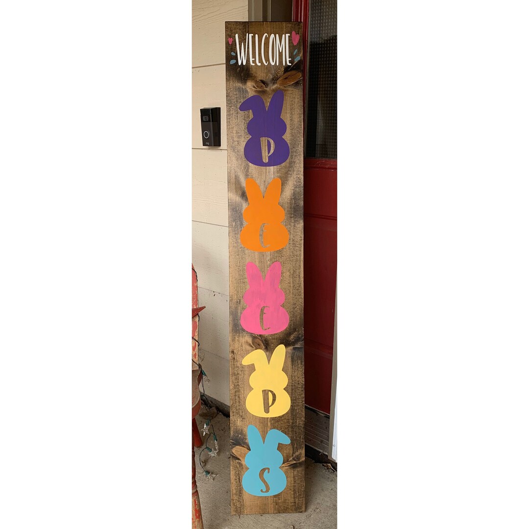 Welcome Peeps Easter Porch Sign | Welcome Sign - Etsy