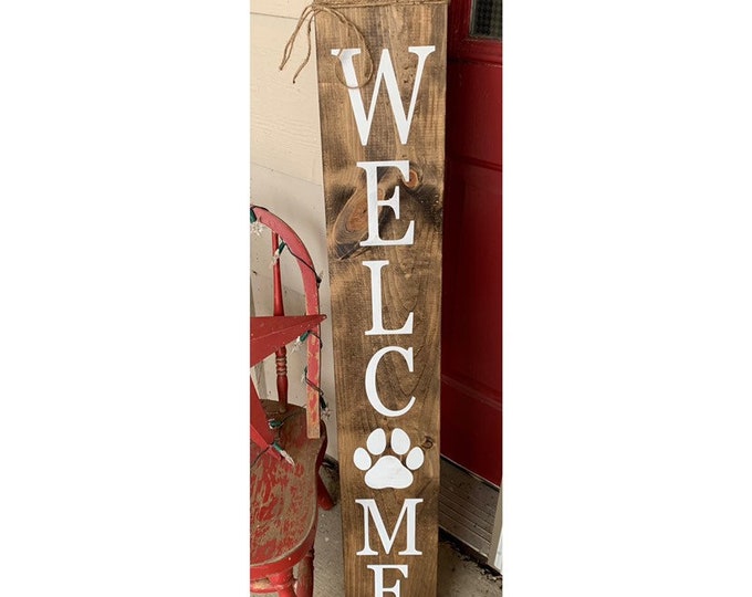 Welcome Paw Print Porch Sign Dog Paw Print - Etsy