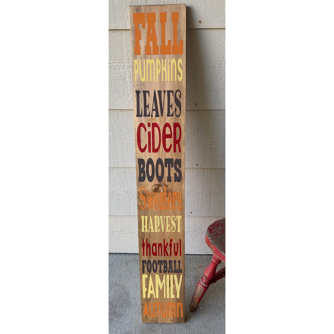 Fall Pumpkins Leaves Wood Porch Sign - Etsy