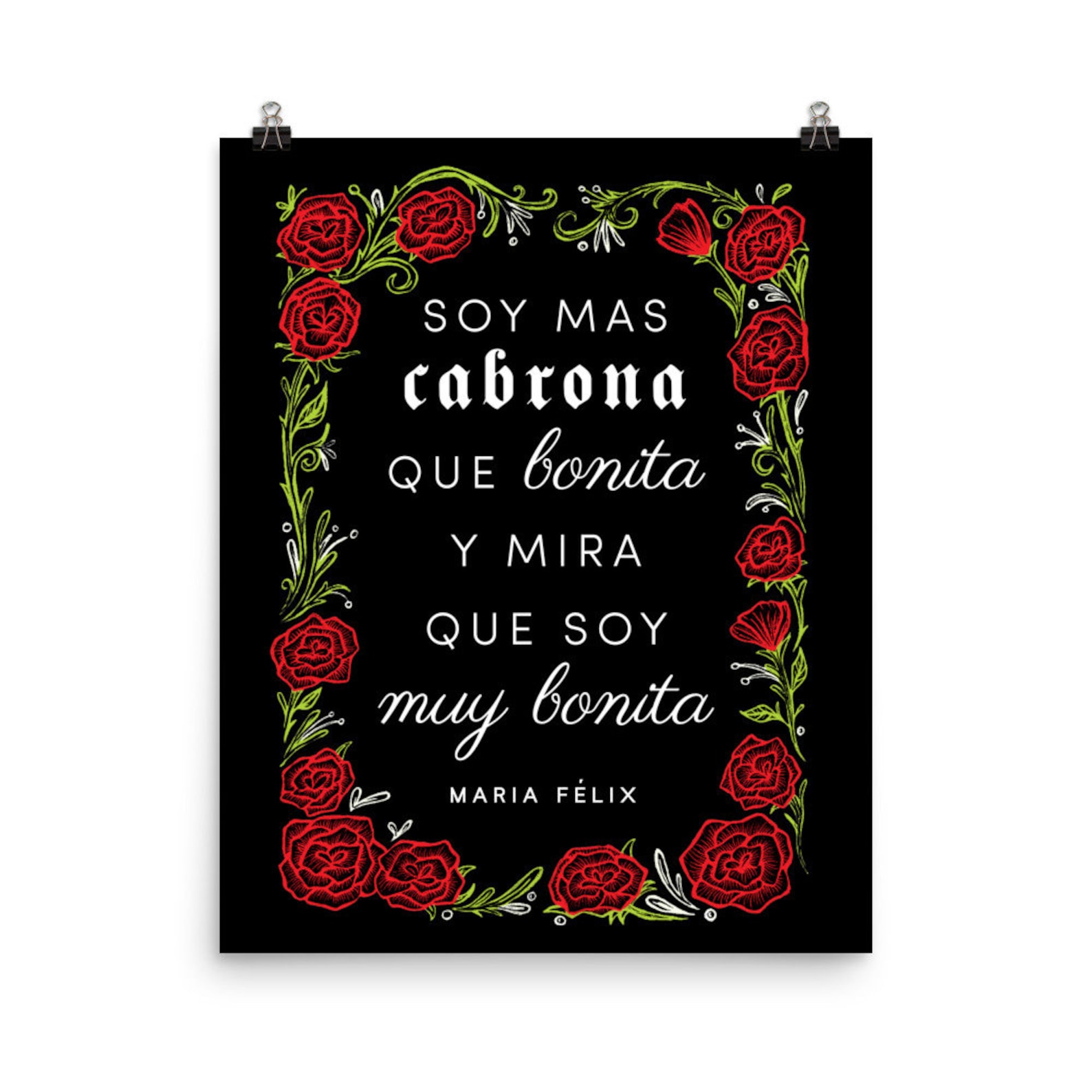 Maria Felix / Mas Cabrona Que Bonita / Serpenthes Roses Art - Etsy
