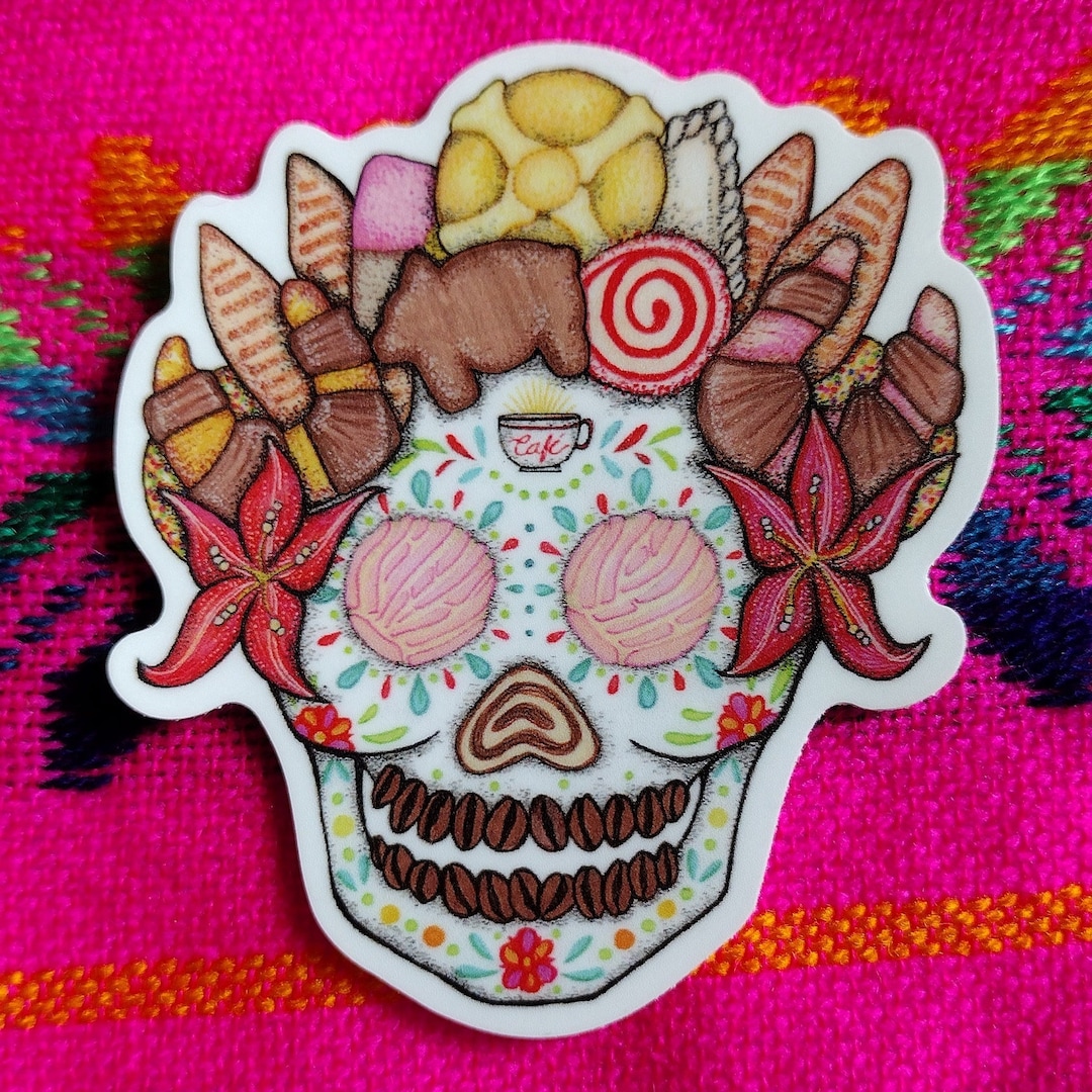 OFRENDA Pan Dulce / Mexican Sweet Bread Sugar Skull VINYL 3" Sticker ...