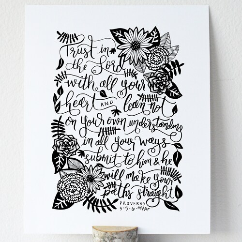 Proverbs 3:5-6 Printable Wall Art Trust in the Lord Bible - Etsy