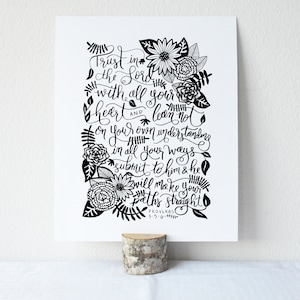 Proverbs 3:5-6 Printable Bible Verse Art Print 8x10 Digital Wall Art ...