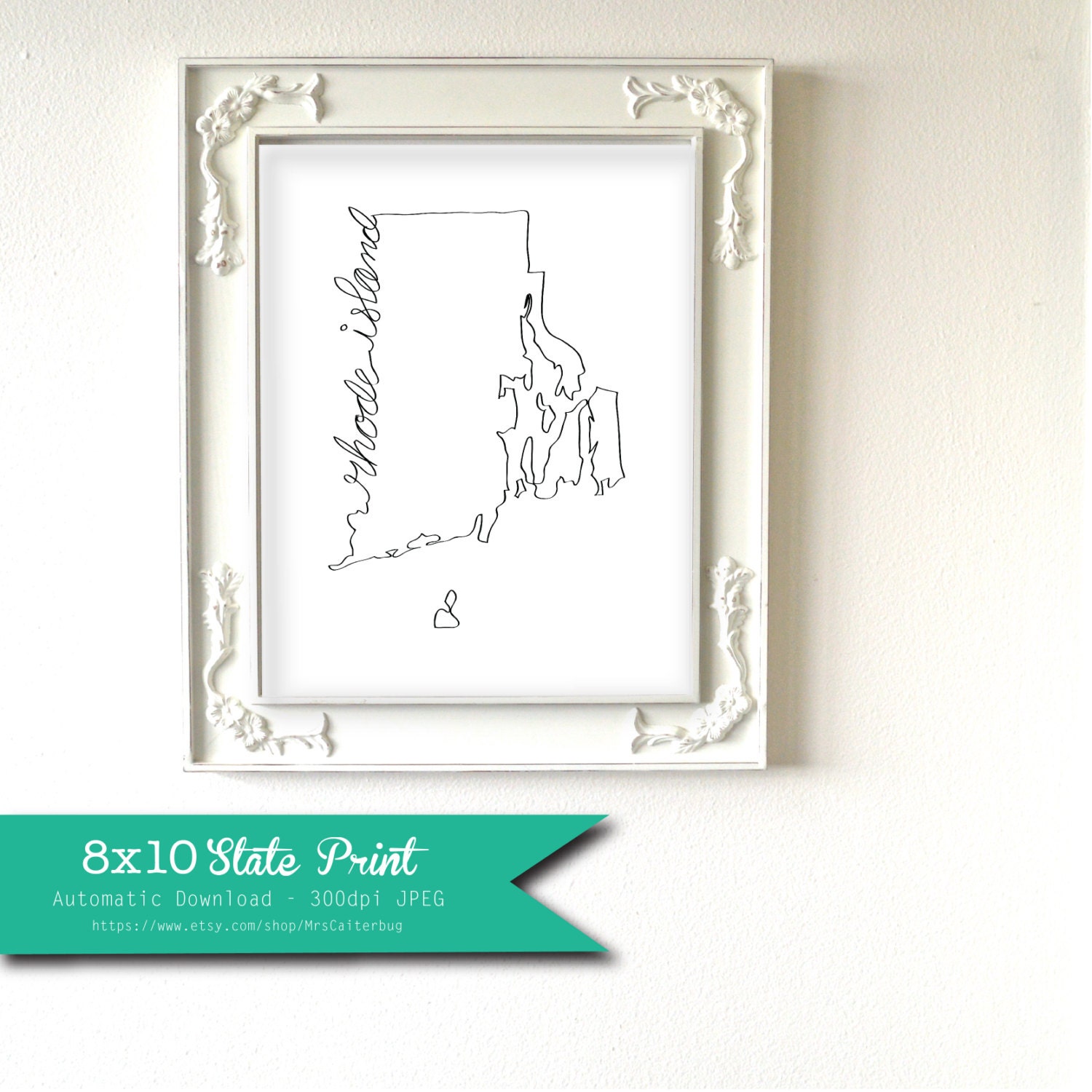 Printable Rhode Island State Art Print 8x10 Digital Wall Art | Etsy