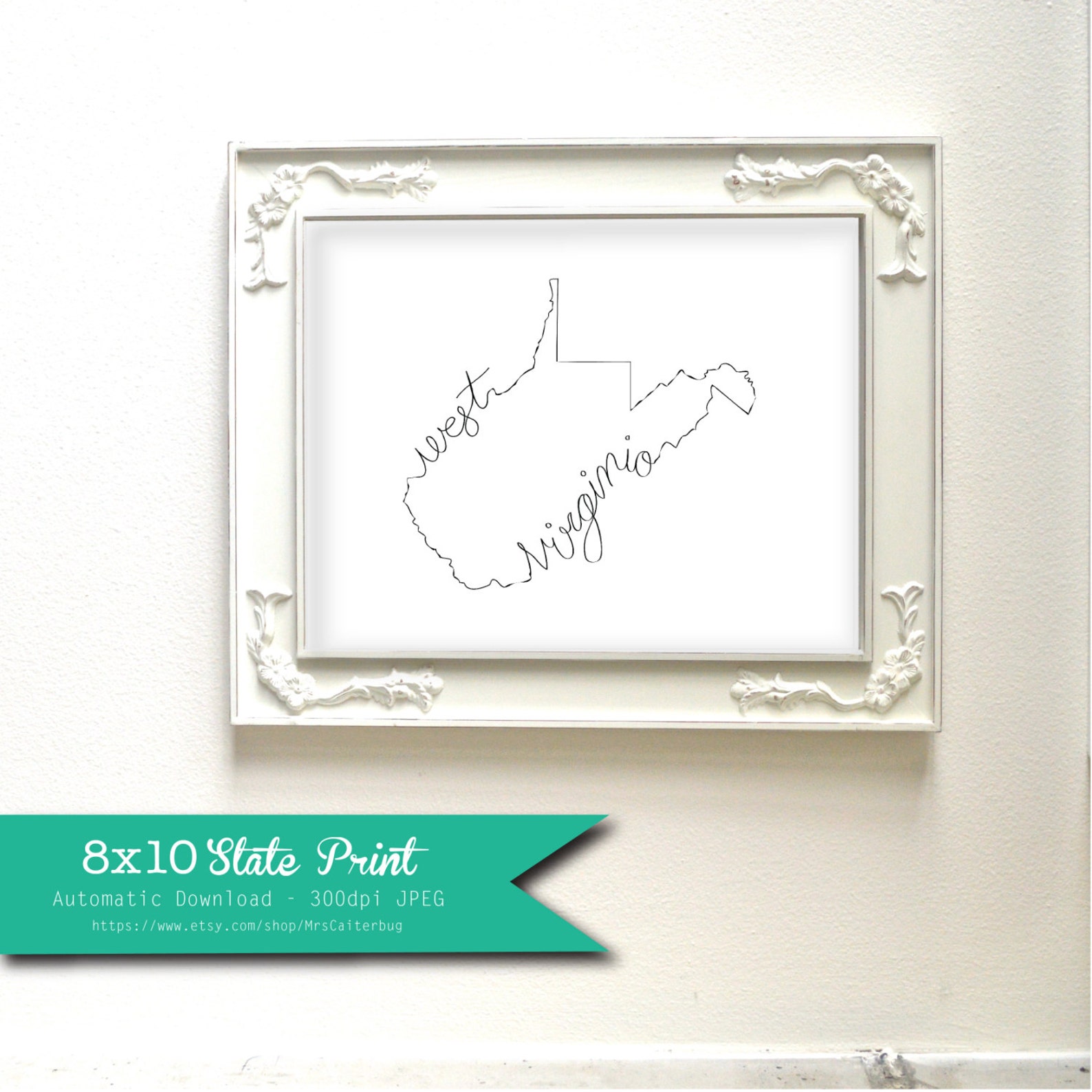Printable West Virginia State Art Print 8x10 Digital Wall Art - Etsy