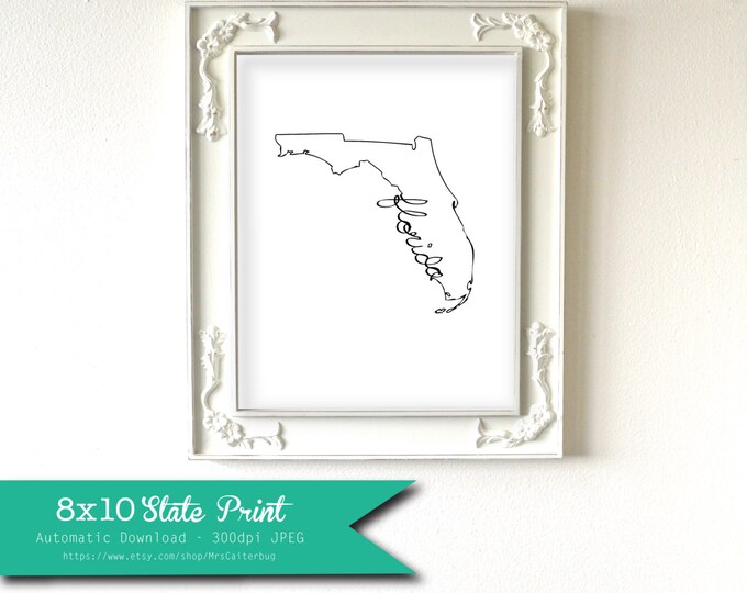 Printable Florida State Art Print 8x10 Digital Wall Art Gift - Etsy