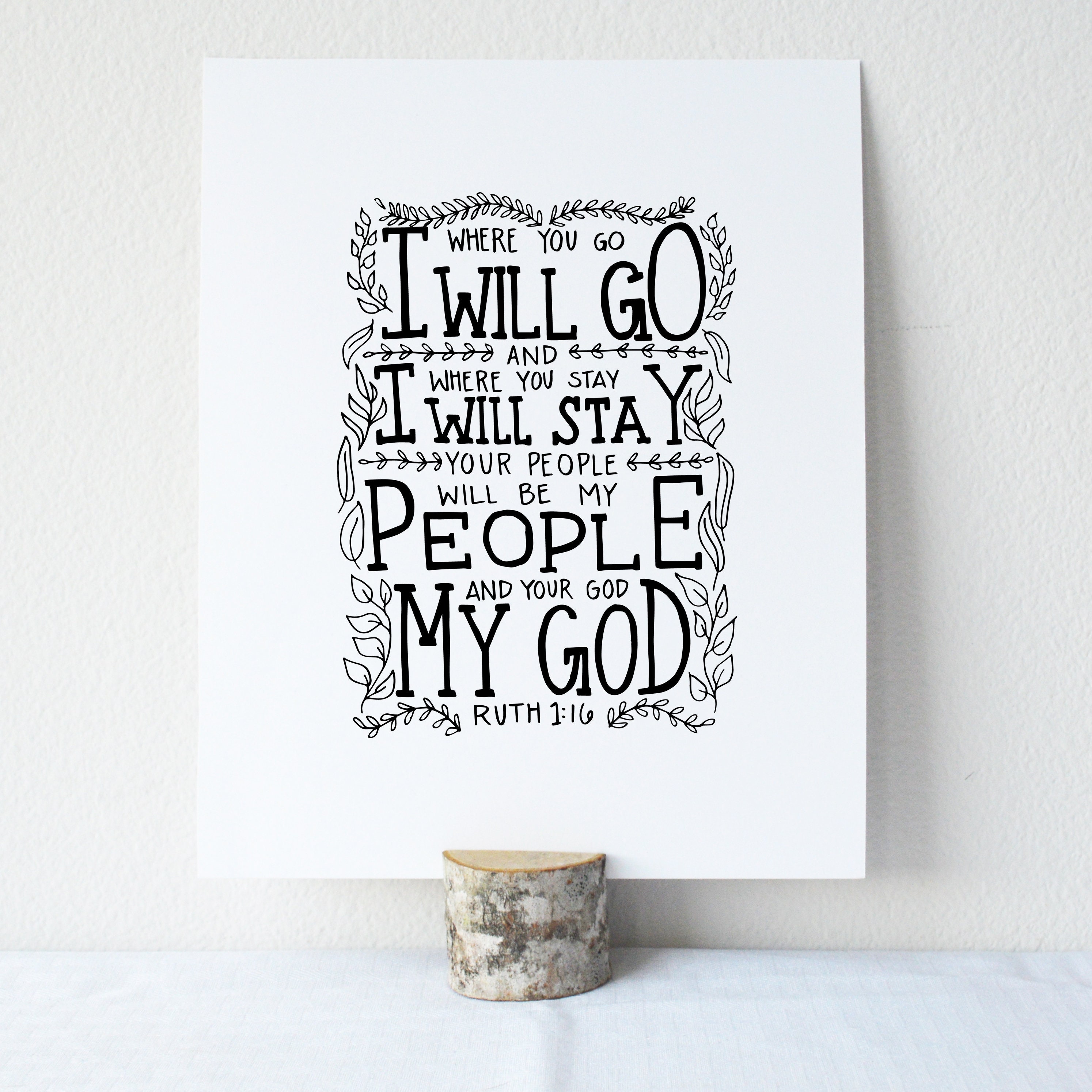 Ruth 1:16 Printable Bible Verse Art Print 8x10 Digital Wall | Etsy