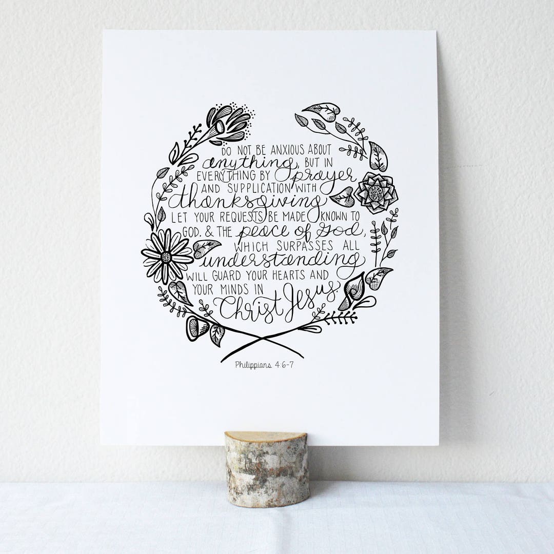 Philippians 4:6-7 Printable Bible Verse Art Print 8x10 Digital Wall Art ...
