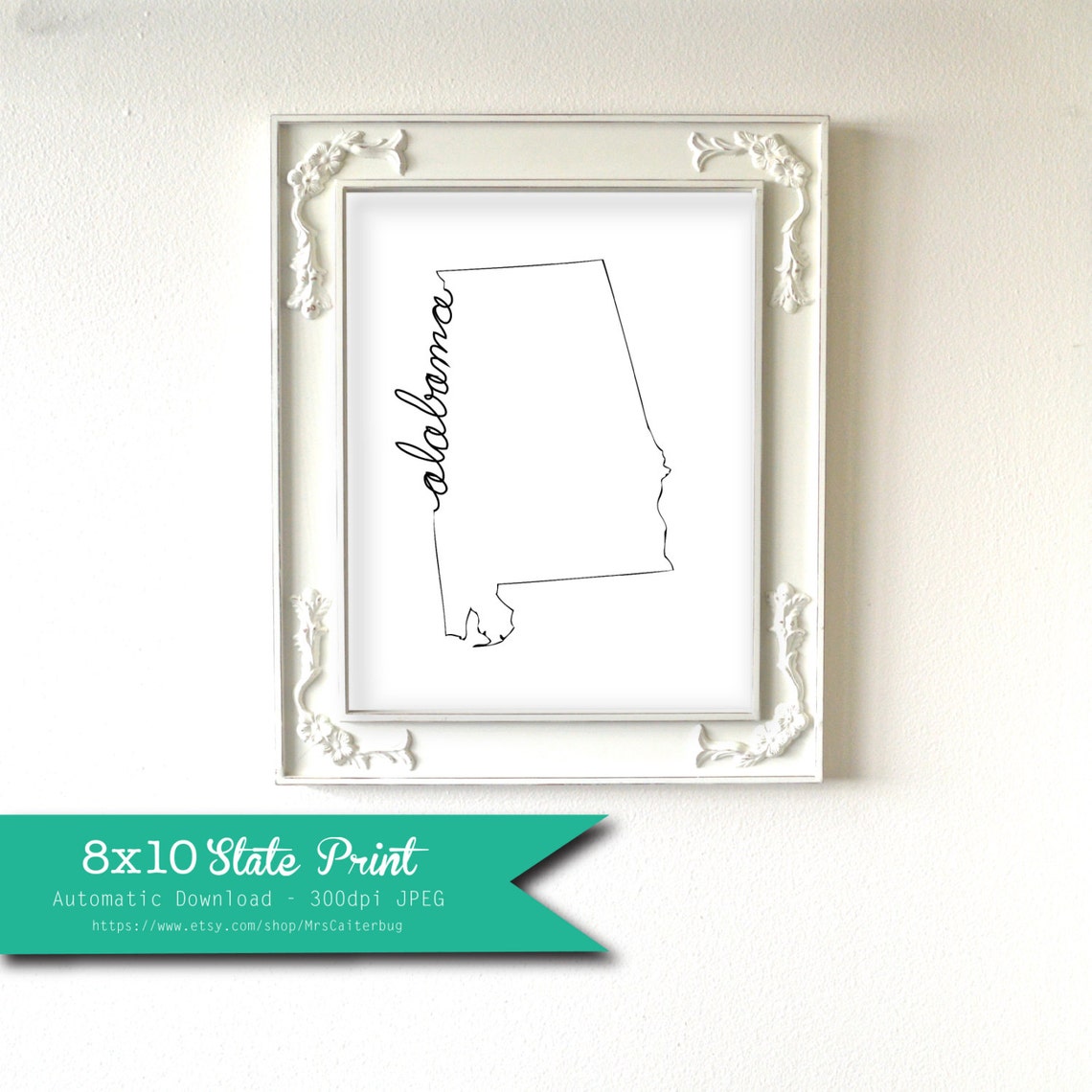 Printable Alabama State Art Print 8x10 Digital Wall Art Gift | Etsy