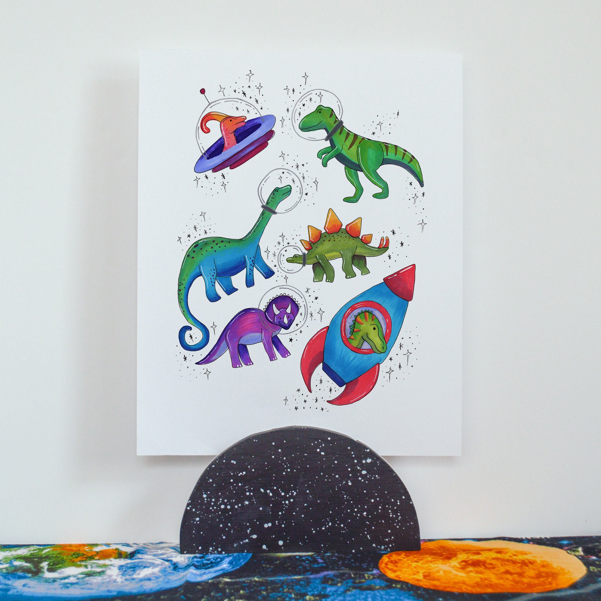 Space Dinosaur Printable Art Colorful Space Themed Kids - Etsy UK