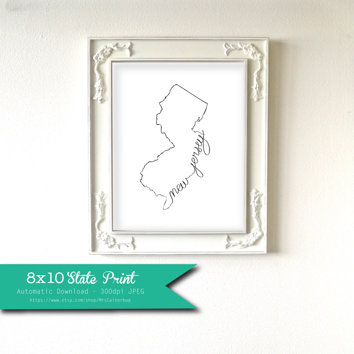 Printable New Jersey State Art Print 8x10 Digital Wall Art | Etsy