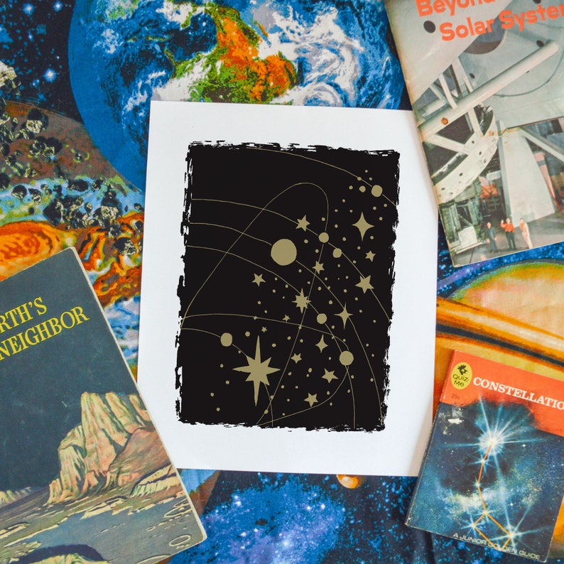 Gold Star Map Printable Art Constellation Galaxy Space Themed - Etsy