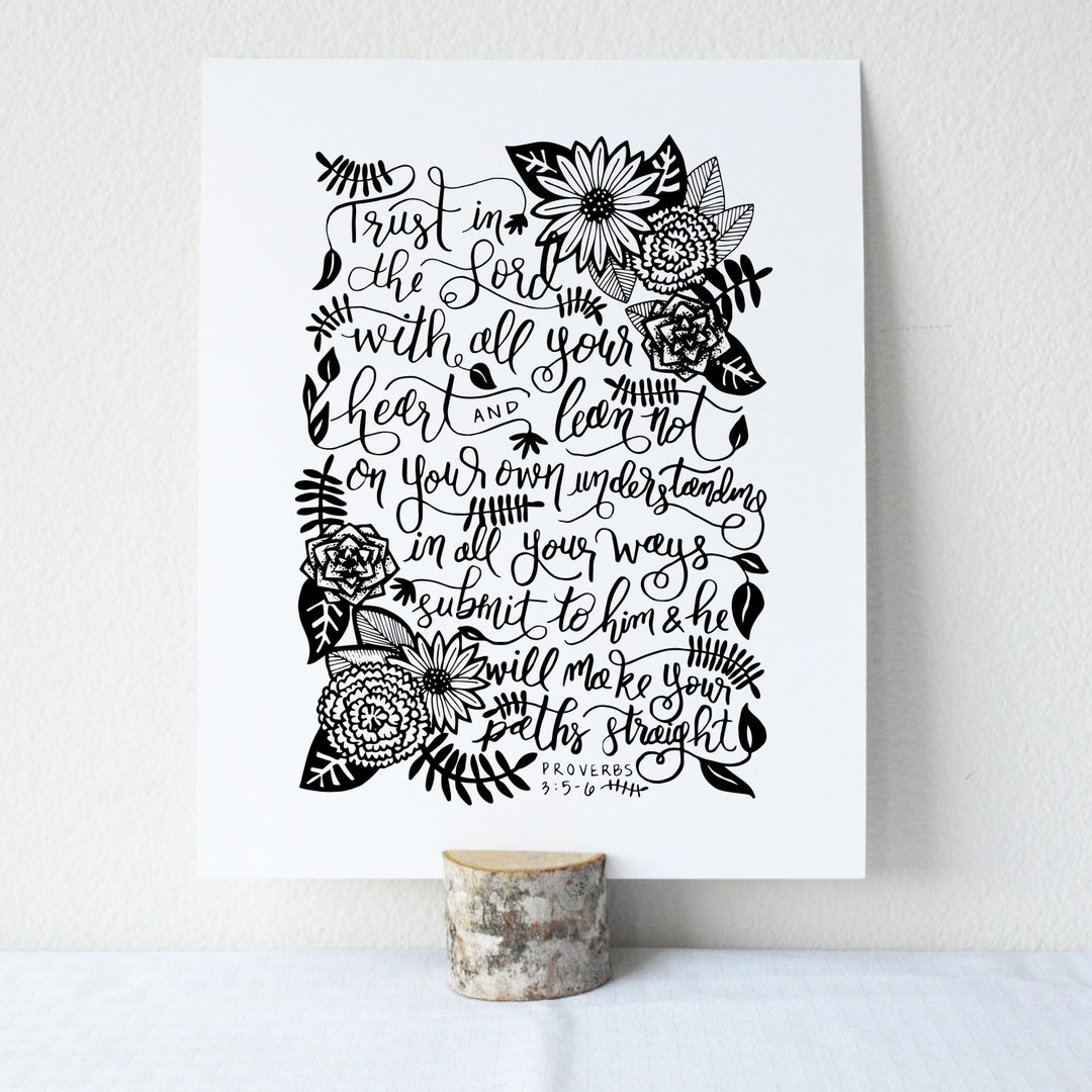 Proverbs 3:5-6 Printable Bible Verse Art Print 8x10 Digital Wall Art ...