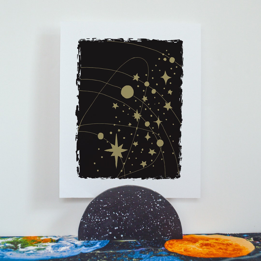 Gold Star Map Printable Art Constellation Galaxy Space Themed Wall Art ...