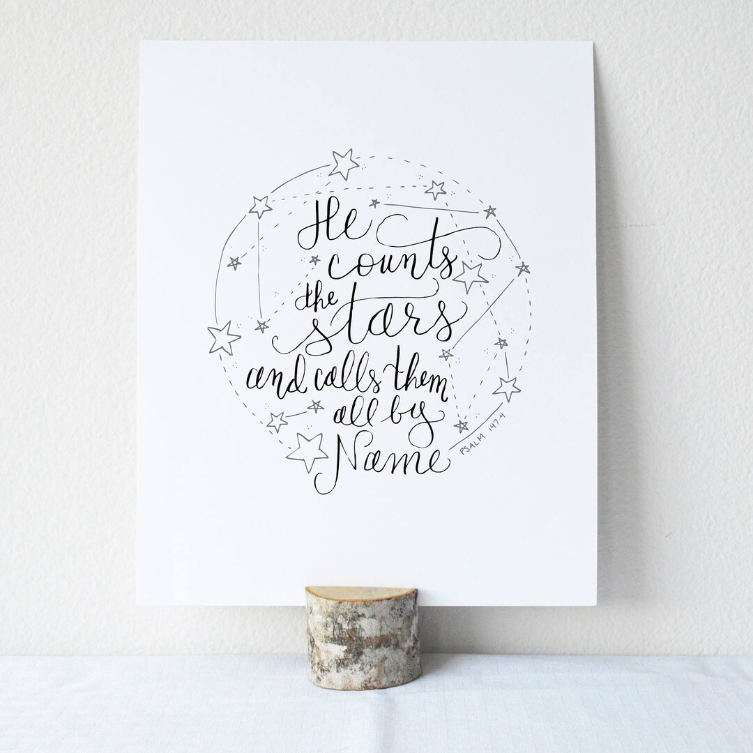 Psalm 147:4 Printable Bible Verse Art Print 8x10 Digital Wall Art Gift ...