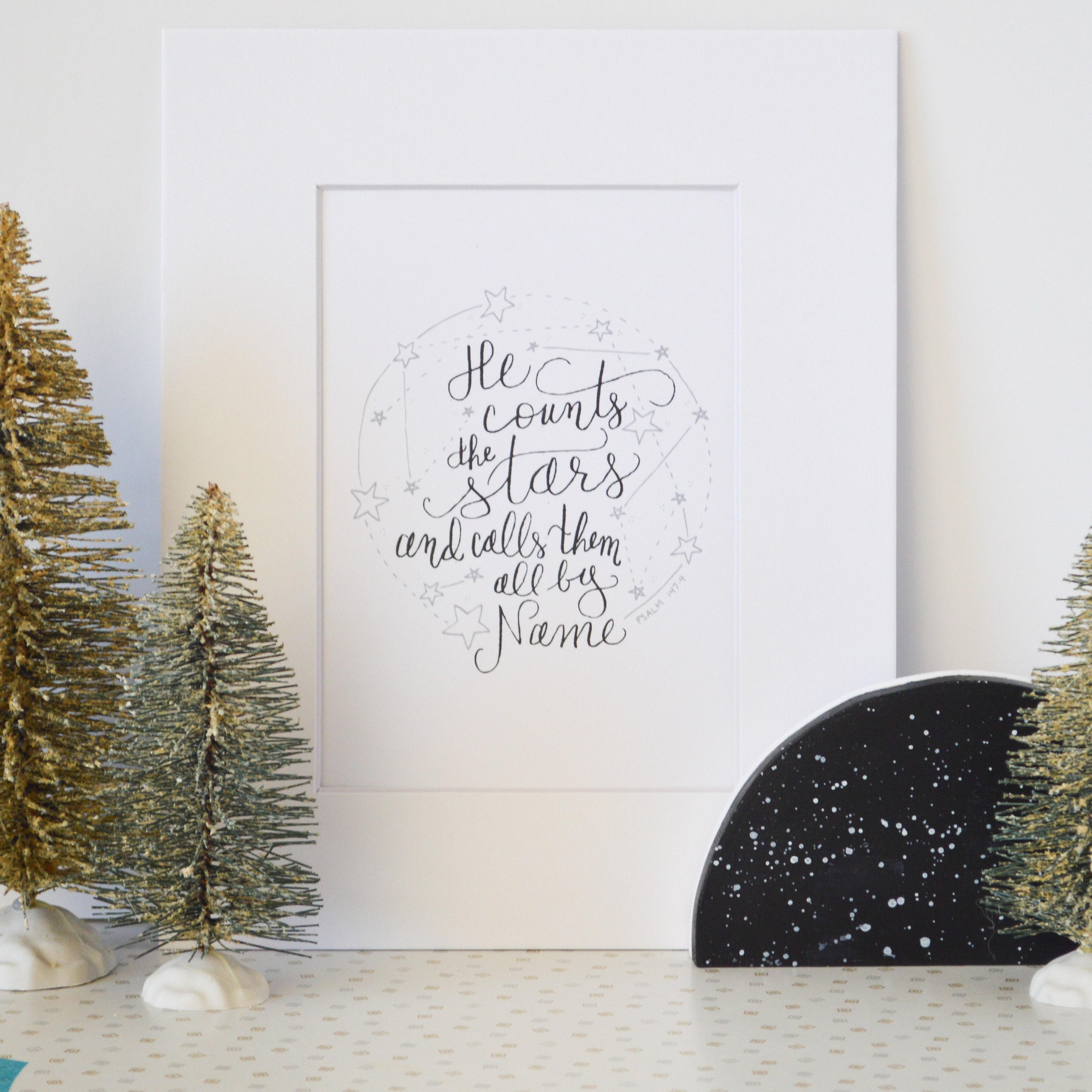 Psalm 147:4 Print Bible Verse Praise He Counts the Stars and | Etsy