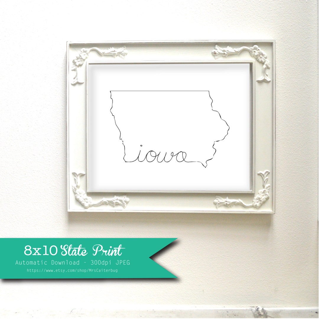 Printable Iowa State Art Print 8x10 Digital Wall Art Gift - Etsy
