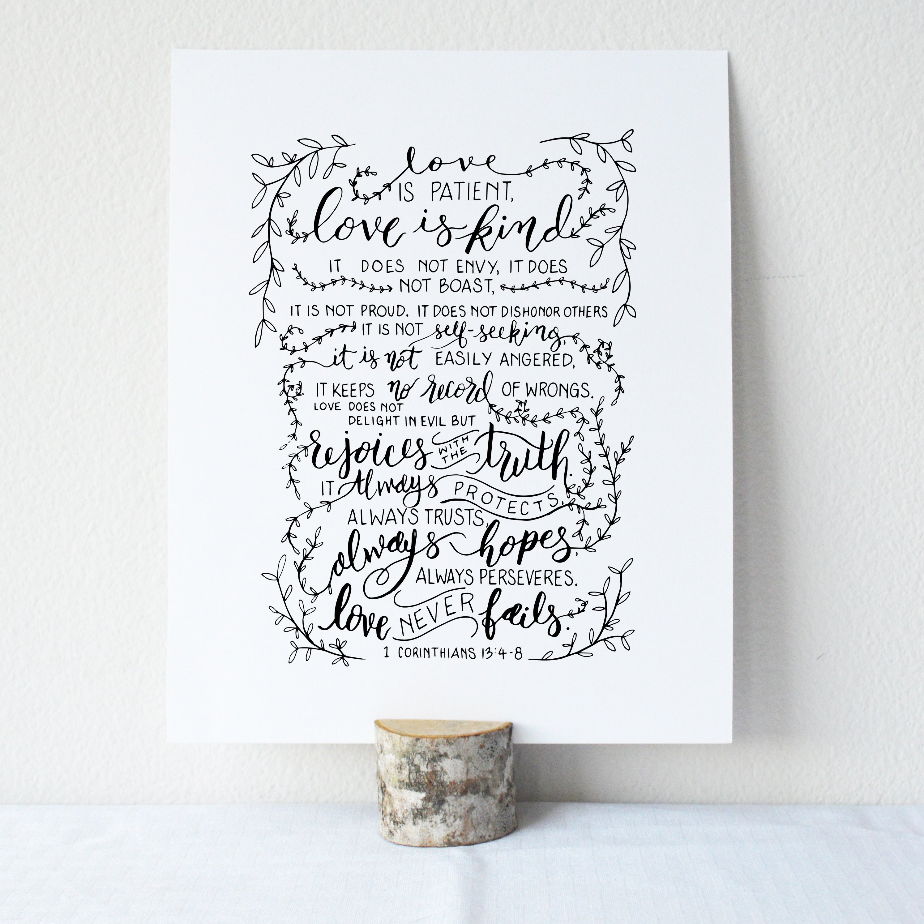 1 Corinthians 13:4-8 Printable Bible Verse Art Print 8x10 | Etsy